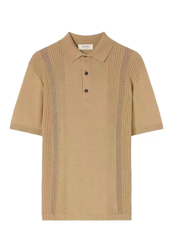 RETORI Mixed-stitch Knit Polo Shirt - Neutrals
