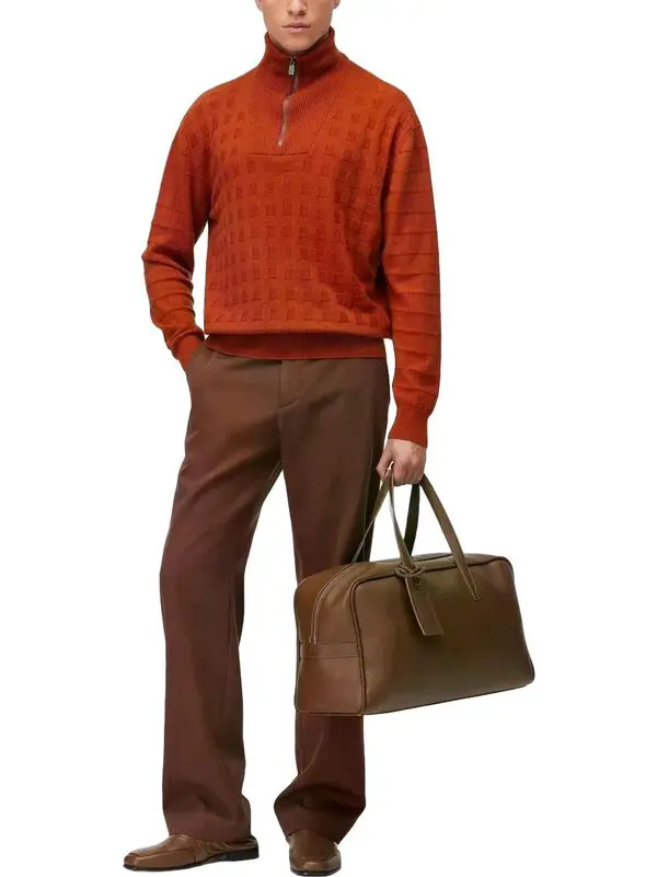 RETORI Retro Zip-up Cashmere Sweater - Orange