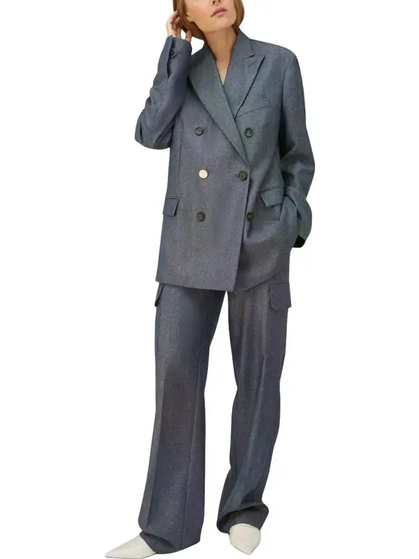 RETORI Retroi Double-breasted Wool Blazer - Blue