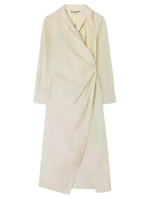 RETORI Draped Cotton-poplin Midi Dress - Neutrals