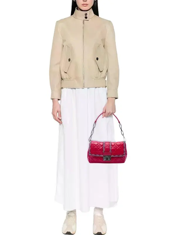 Dior Lambskin Cannage New Lock Whipstitch Chain Flap Shoulder Bag - Pink