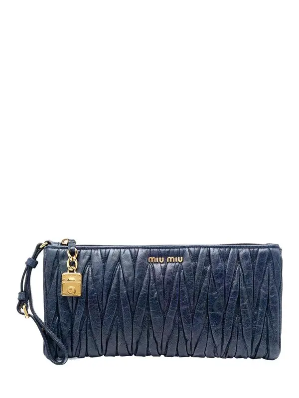 Miu Miu Matelassé Nappa Clutch Bag - Blue