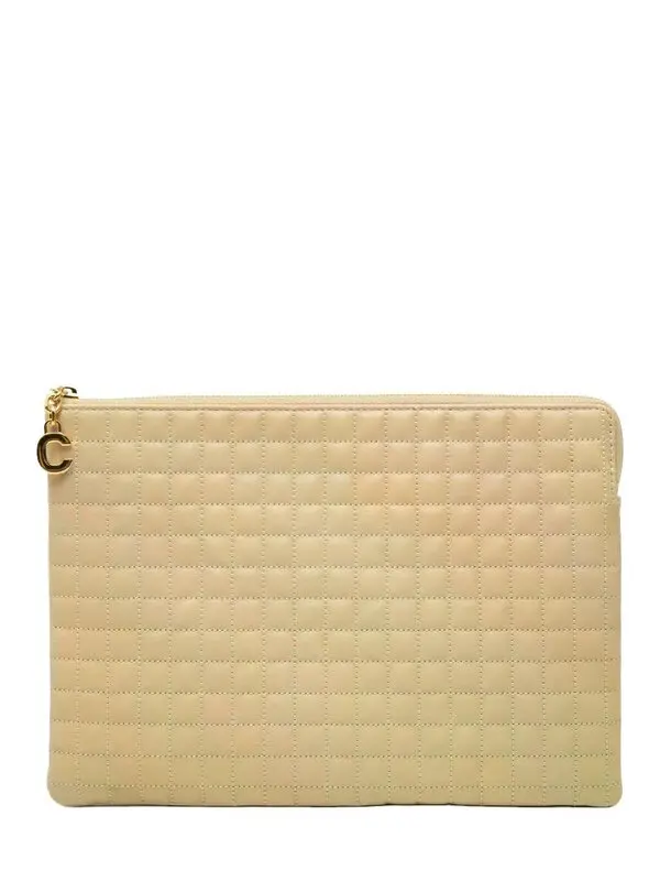 Celine Quilted Calfskin C Charm Clutch Bag - Neutrals
