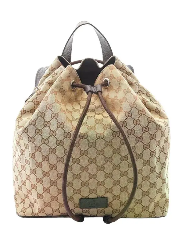 Gucci Gg Canvas Monogram Drawstring Backpack - Neutrals
