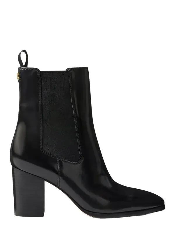 Ralph Lauren Raelynn Glazed Leather Block Heel Boots - Black