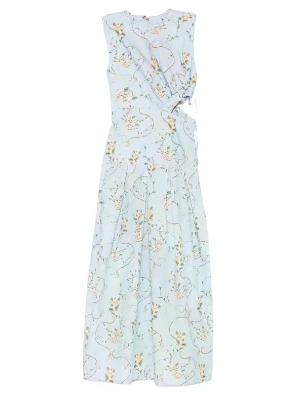 Agua Bendita Floral Print Cut-out Maxi Dress - Blue