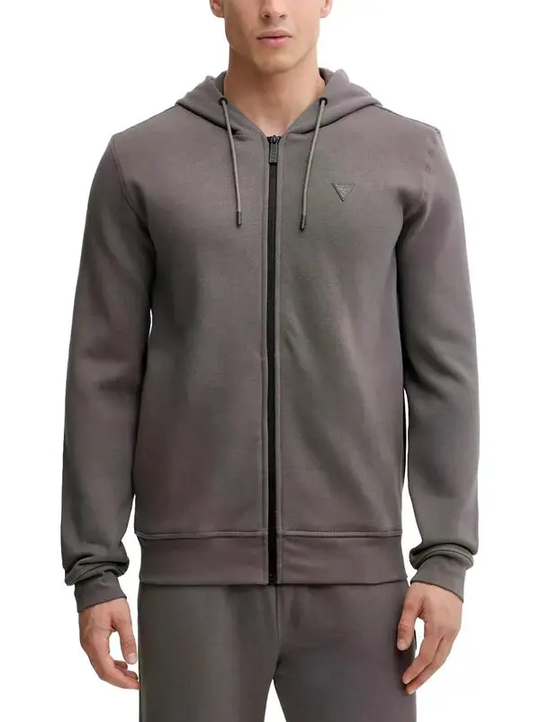 Guess Aldwin Logo-patch Zip-up Hoodie - Grey