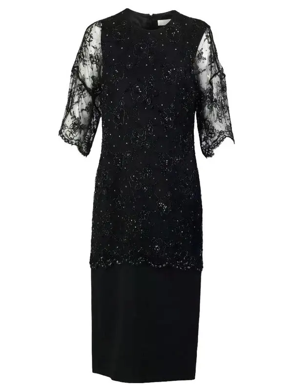 Valentino Garavani Embellished Lace Midi Dress - Black