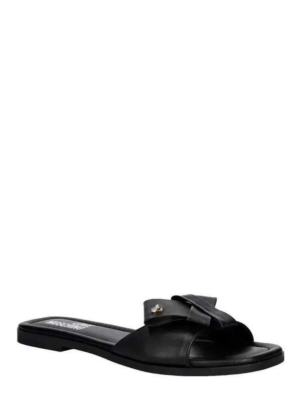 Moschino Bow Detail Heart Plaque Sandals - Black