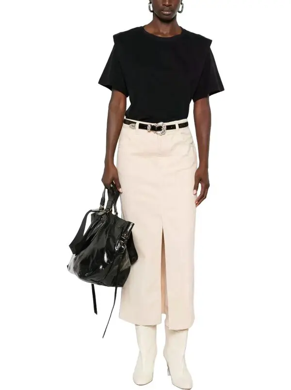 Isabel Marant Étoile Faharia Logo Patch Midi Skirt - Neutrals
