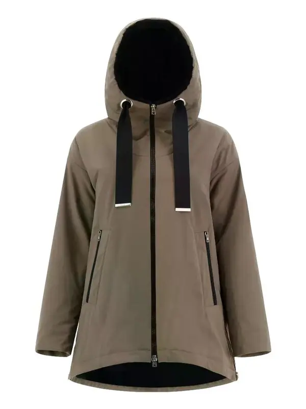 Herno A-line Hooded Jacket - Brown