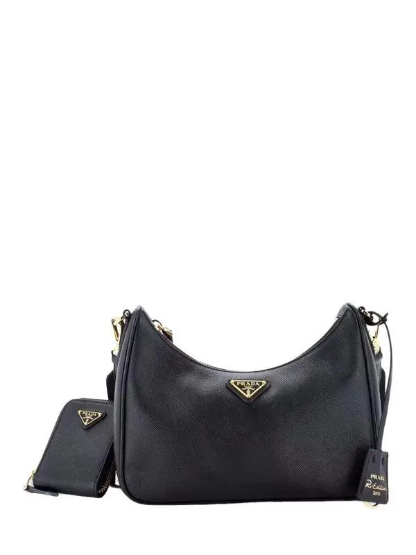 Prada Re-edition 2005 Saffiano Leather Shoulder Bag - Black