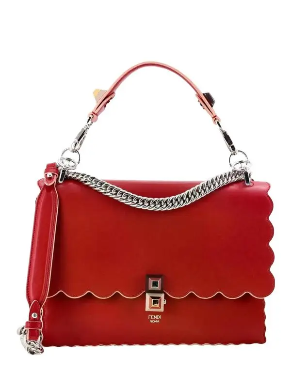 Fendi Kan I Leather Medium Shoulder Bag - Red