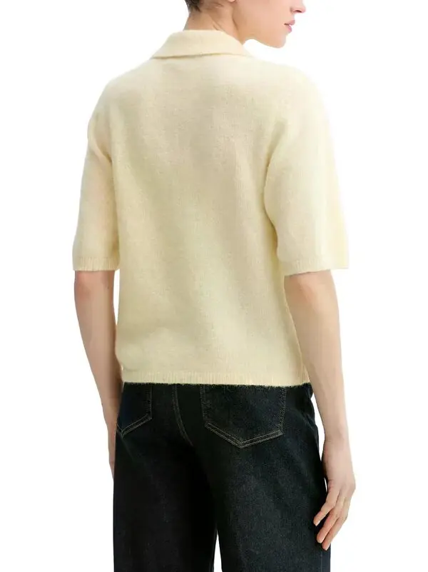 GESTUZ Short Sleeve Buttoned Polo Top - Yellow