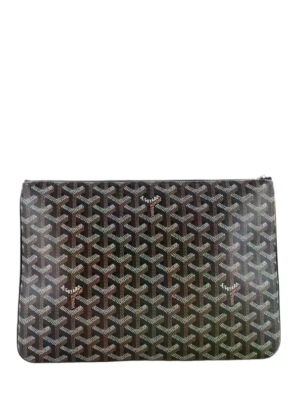 Goyard Senat Zip Coated Canvas Mm Pouch - Black