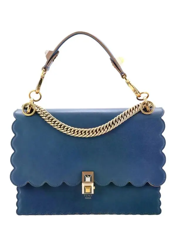 Fendi Kan I Leather Shoulder Bag - Blue