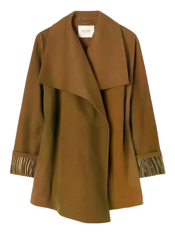 RETORI Retrore Shawl Collar Printed Lining Jacket - Brown