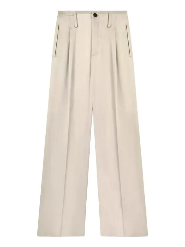 RETORI Retro Heritage Wide-leg Silk Trousers - Neutrals