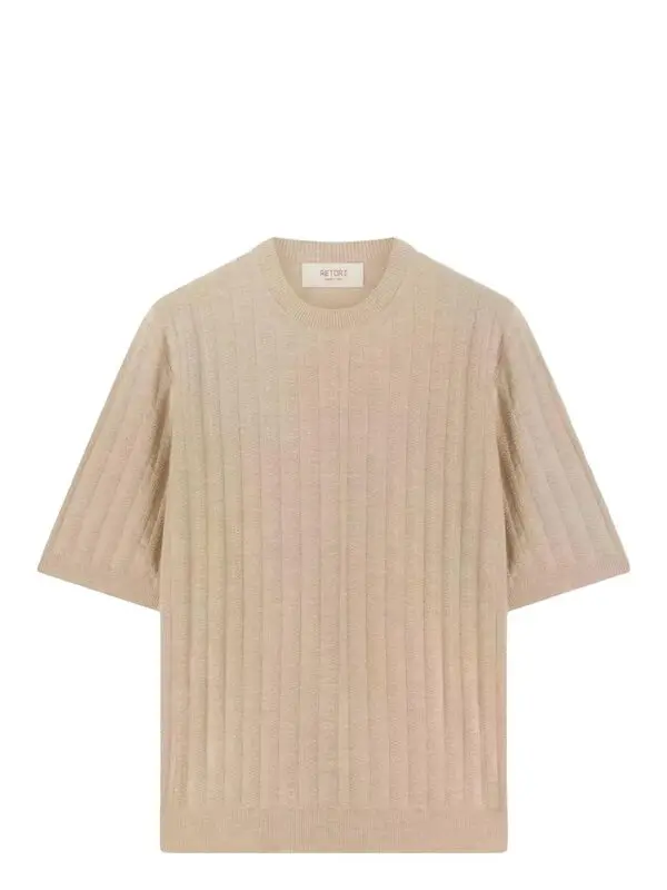 RETORI Retrofi Mini-cable Virgin Wool T-shirt - Neutrals