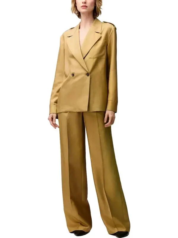 RETORI Retro Double-breasted Silk Shantung Blazer - Neutrals