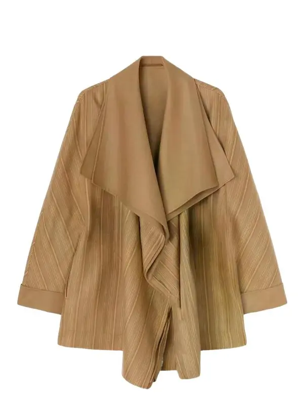RETORI Retro Striped Shawl Collar Wool Jacket - Neutrals