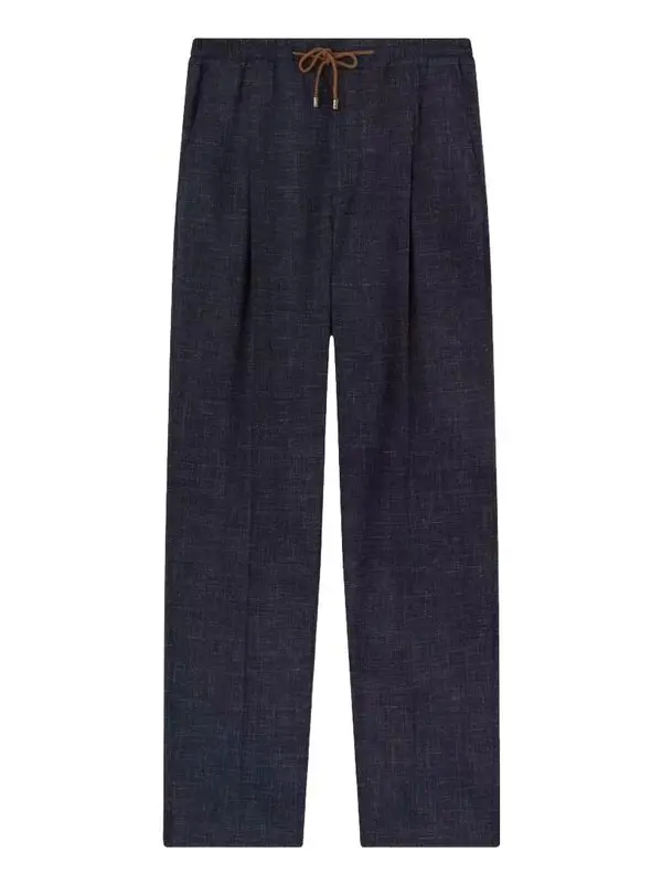 RETORI Retro: Drawstring Waist Pleated Trousers - Blue
