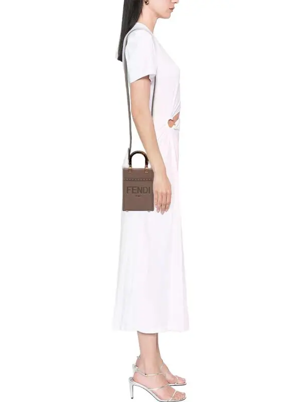 Fendi Mini Leather Sunshine Shopper Tote Satchel - Brown