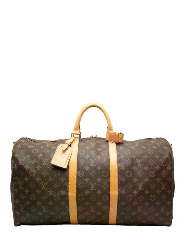 LOUIS VUITTON 1998 Monogram Keepall Bandouliere 55 Travel Bag - Brown