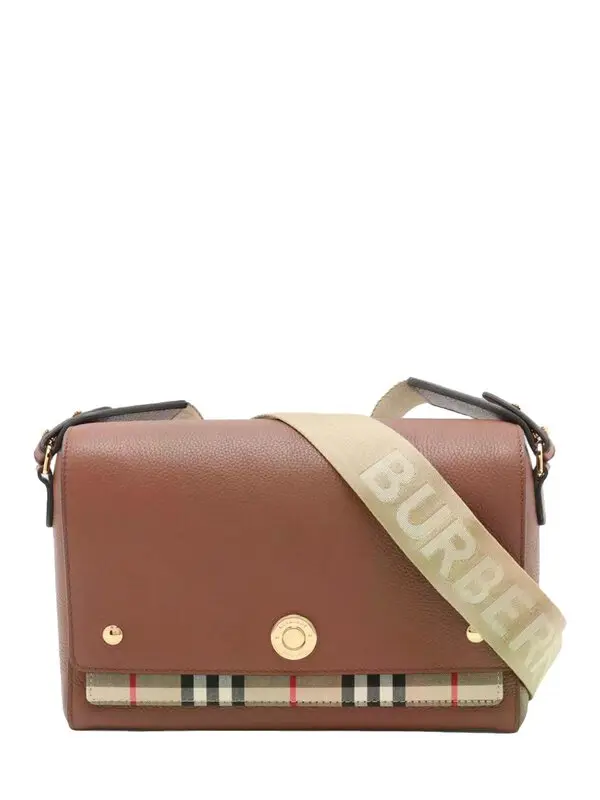Burberry Leather And House Check Canvas Crossbody Bag - Brown