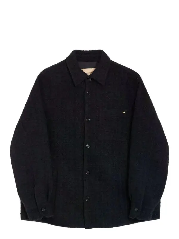 Valentino Garavani Cotton Tweed Shirt Jacket With Vgold - Black