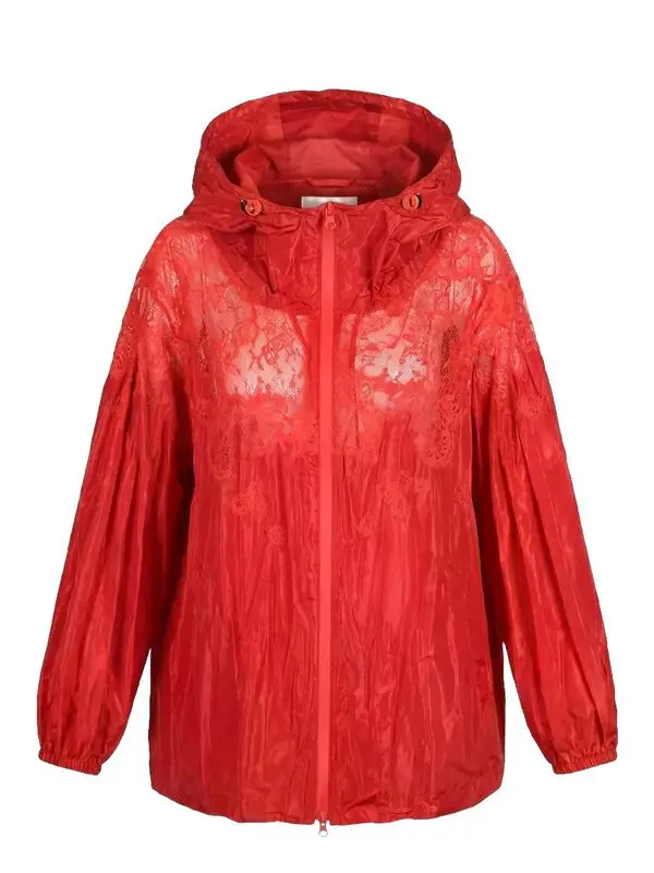 Valentino Garavani Lace-panelled Hooded Jacket - Red