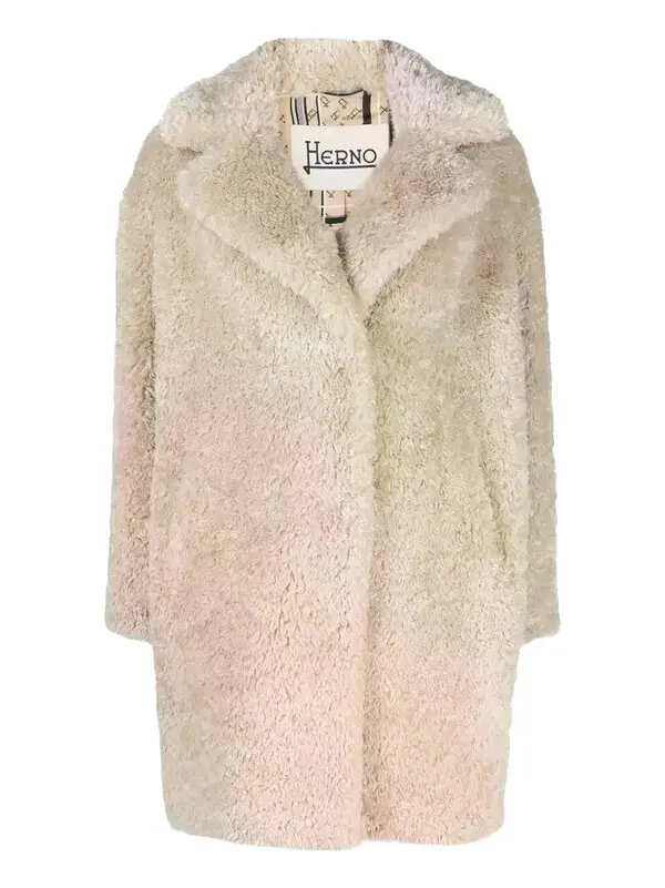 Herno Faux-shearling Notched-lapel Coat - Neutrals