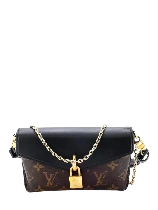 LOUIS VUITTON Monogram Canvas And Leather Padlock Strap Crossbody Bag - Black