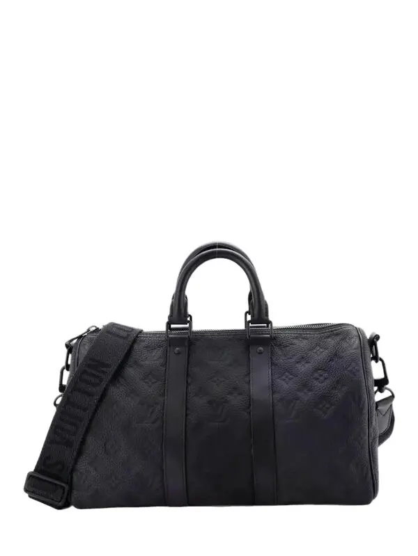 LOUIS VUITTON Keepall Bandouliere Monogram Taurillon Leather 35 Travel Bag - Black