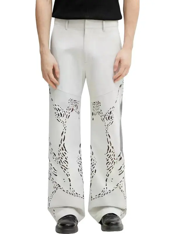 HELIOT EMIL Roan Laser-cut Wide-leg Trousers - Grey