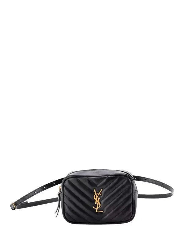Saint Laurent Lou Matelassé Chevron Leather Belt Bag - Black