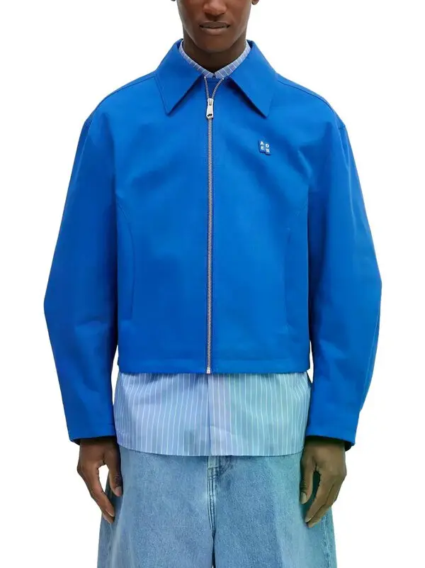 ADER ERROR Logo Patch Zip-up Bomber Jacket - Blue