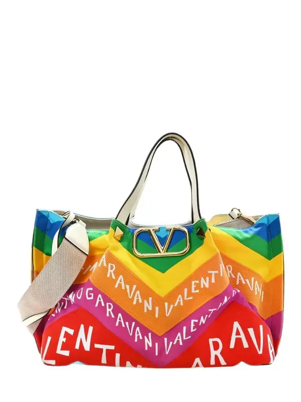 Valentino Garavani Vlogo Escape Chevron Tote Bag - Red