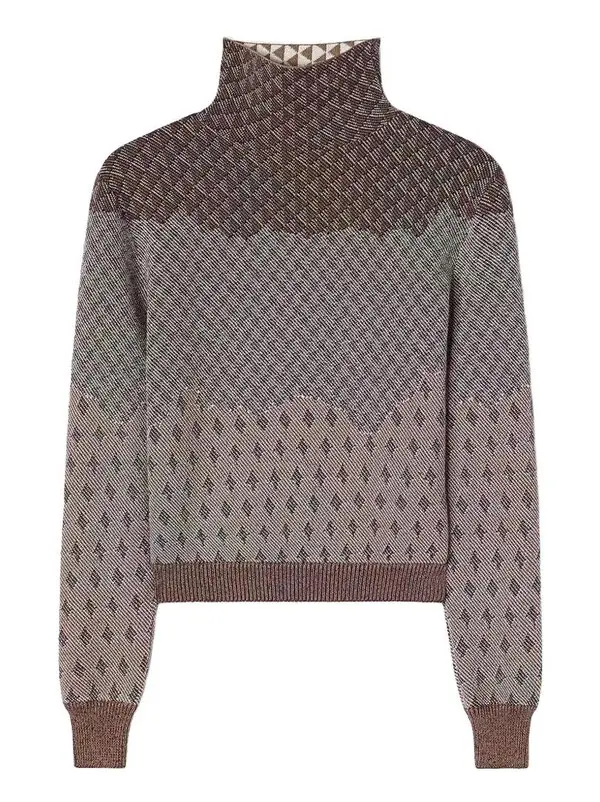 RETORI Retrori High Neck Patterned Knit Sweater - Brown