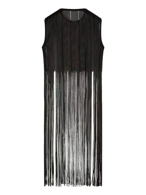 RETORI Retrofestyle Embroidered Fringed Vest - Black