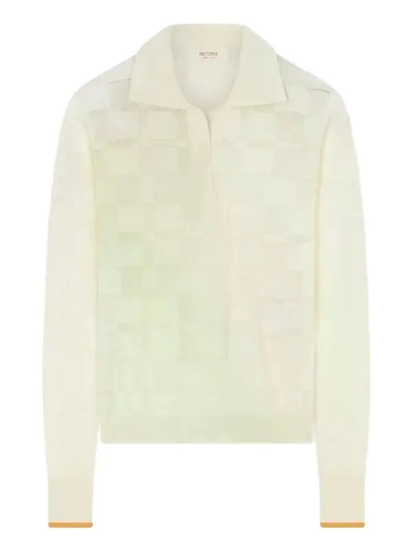 RETORI Retro'i Jacquard-knit Long-sleeve Polo Shirt - Neutrals