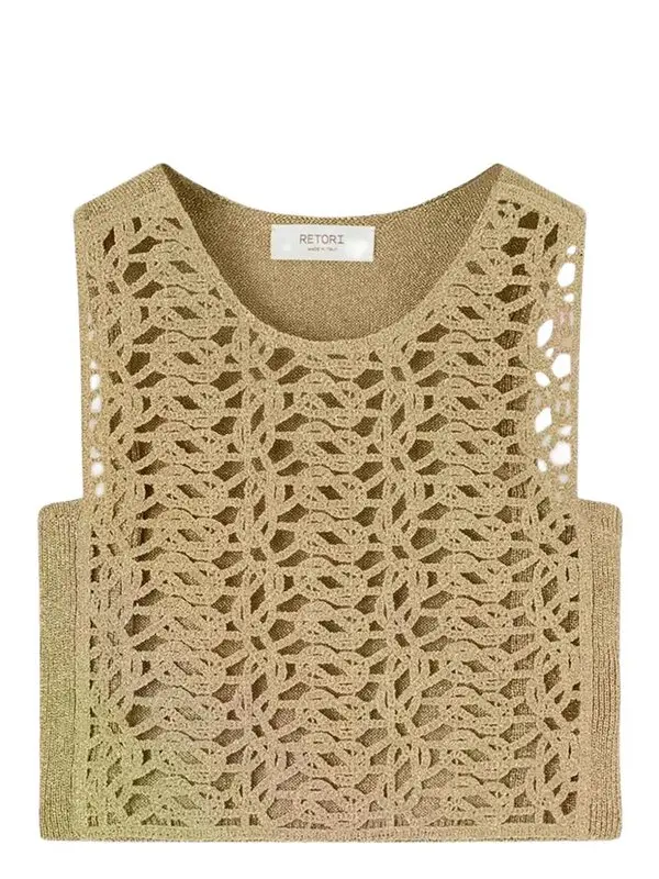 RETORI Retrofi Knot-embroidered Cropped Top - Neutrals