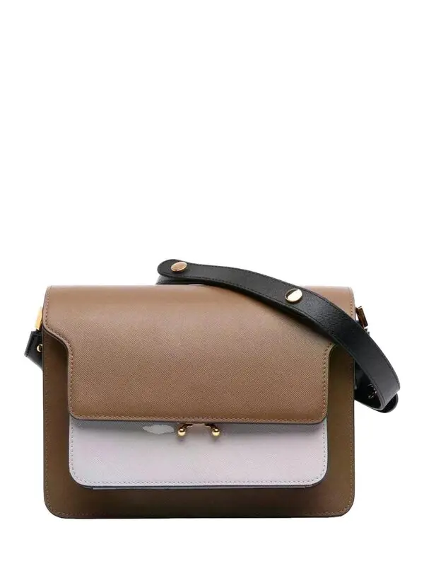 Marni Tricolor Leather Trunk Crossbody Bag - Brown