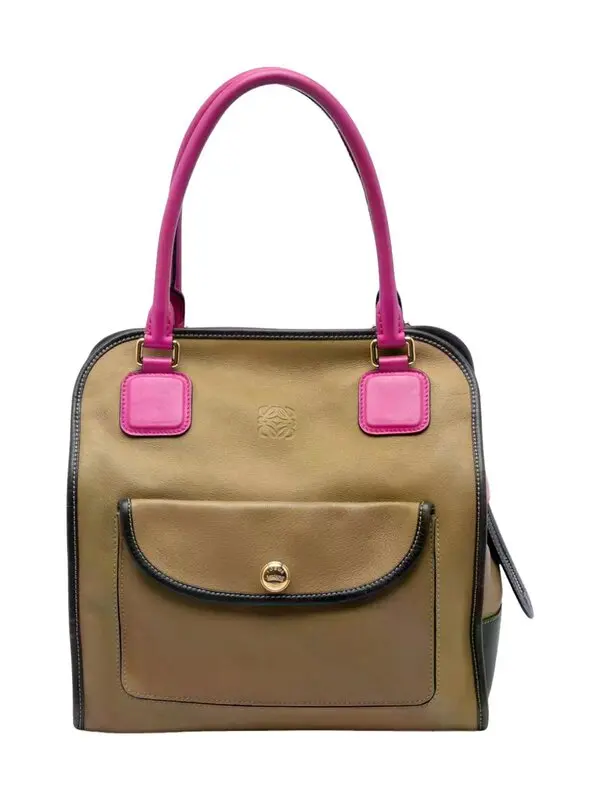 Loewe Tricolor Leather Anagram Handbag - Brown