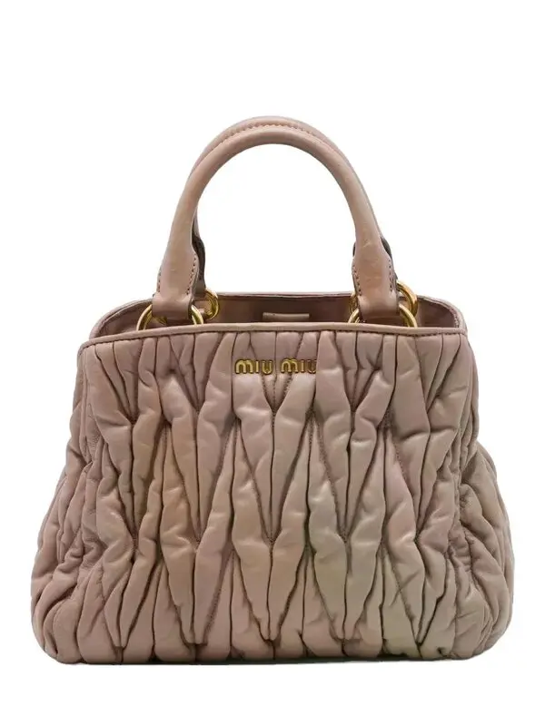 Miu Miu Matelassé Nappa Satchel - Brown