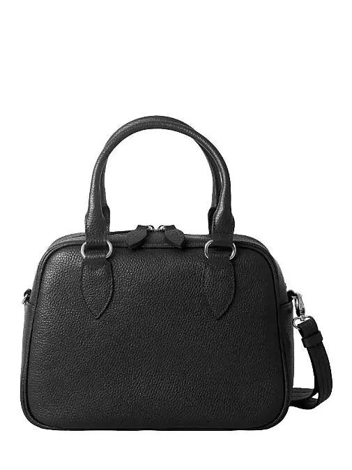 HYER GOODS La Corsa Leather Bowling Bag - Black/silver