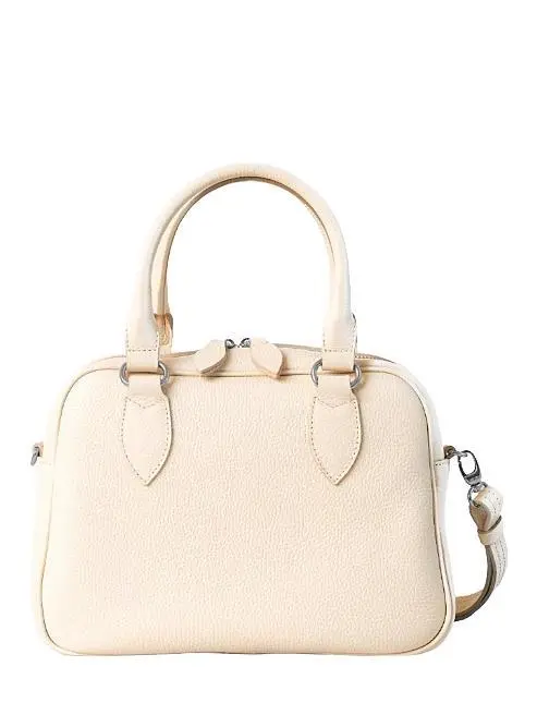HYER GOODS La Corsa Leather Bowling Bag - Bone/silver
