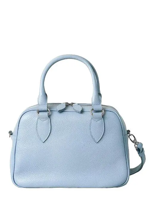 HYER GOODS La Corsa Leather Bowling Bag - Pale Blue/silver