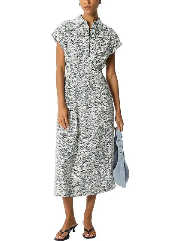 Whistles Flecked Animal Print Shirt Dress - Navy Multi