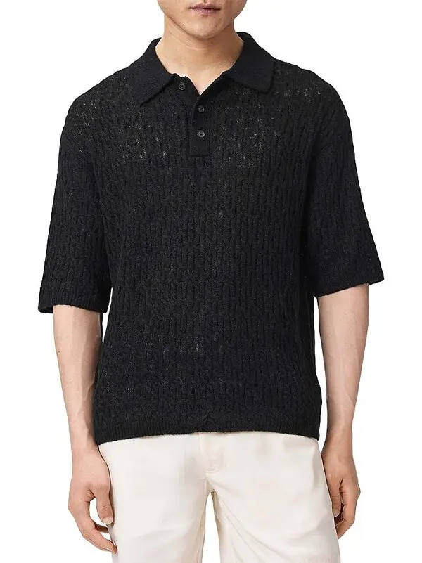 ALLSAINTS Cyclone Knit Polo Shirt - Black